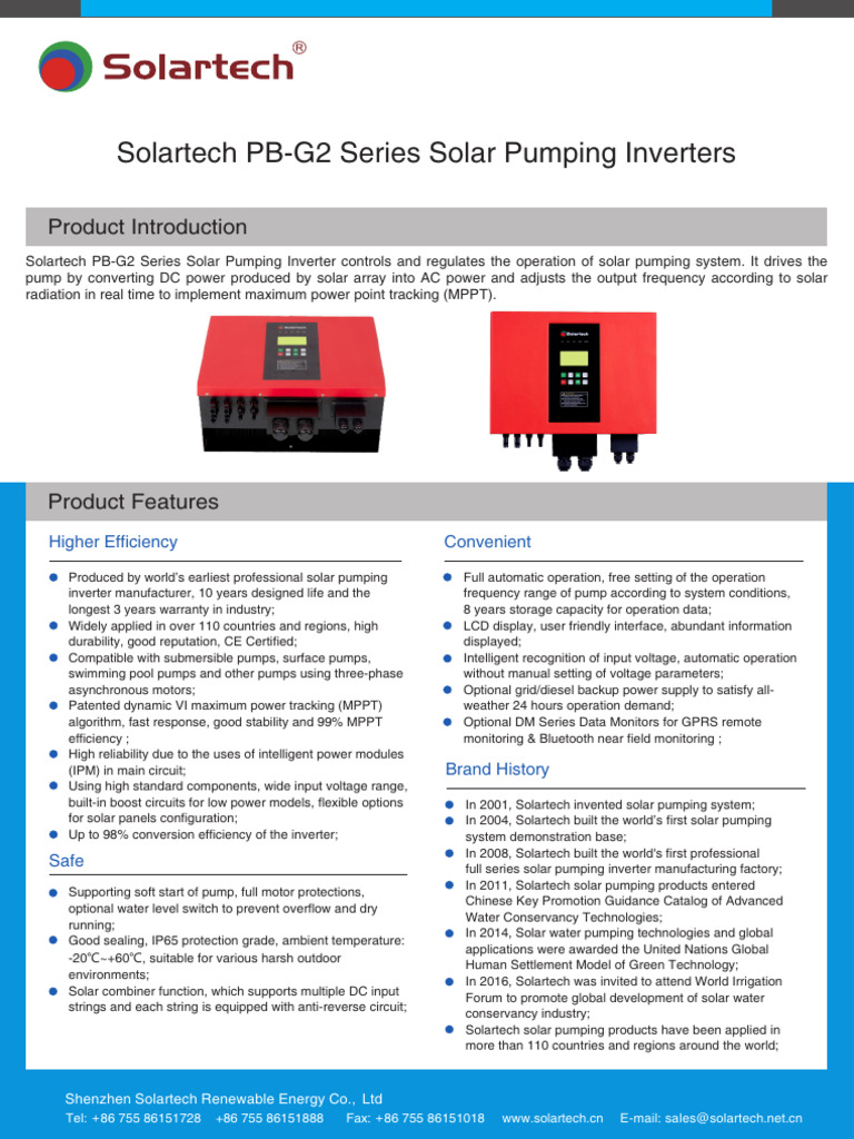 Solartech PB-G2 Series Solar Pumping Inverters: Product Introduction ...