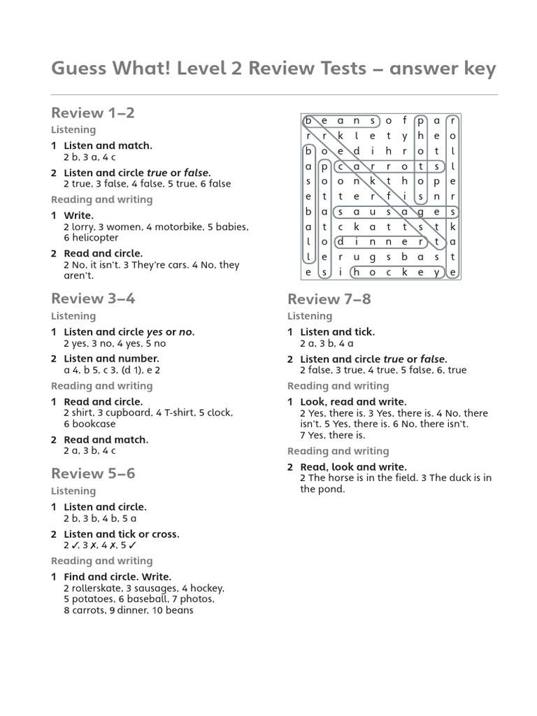 Answer Key Review Tests | PDF