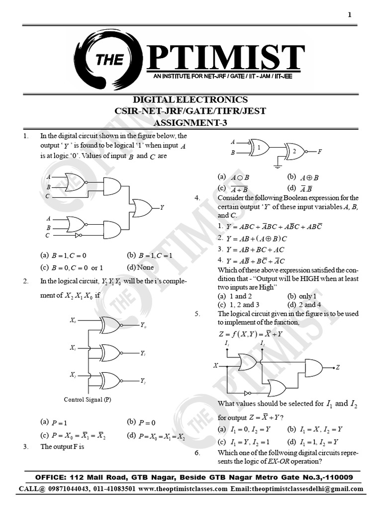 Digital Electronics Assignment Solutions | PDF | Logic Gate | Theoretical Computer Science