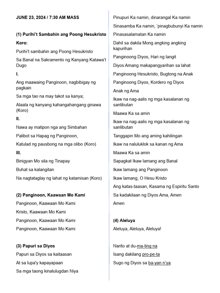 6-23-24 Lyrics | PDF