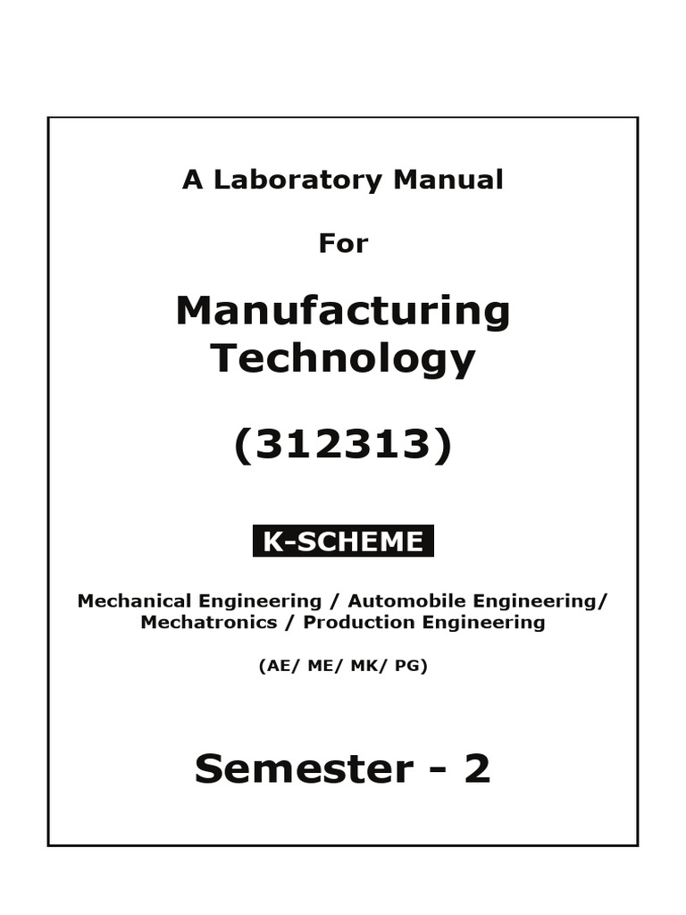 Manufacturing Technology Lab Manual 312313 | PDF | Machining ...