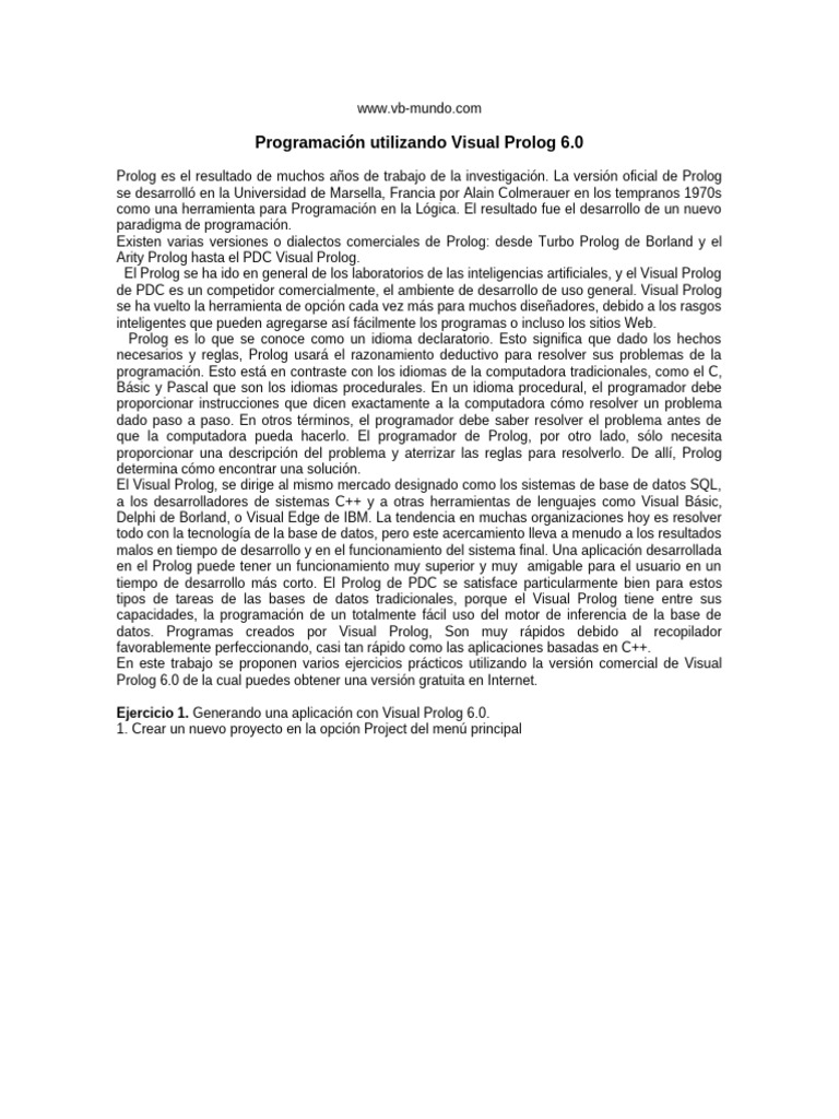 Curso Visual Prolog | PDF | Básico | Programación de computadoras