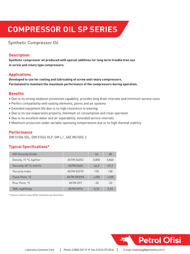 Compressor Oil SP | PDF