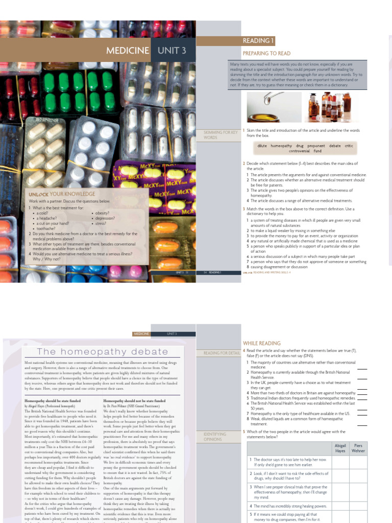 Unlock Level 4 Unit 3 | PDF | Homeopathy | Physician