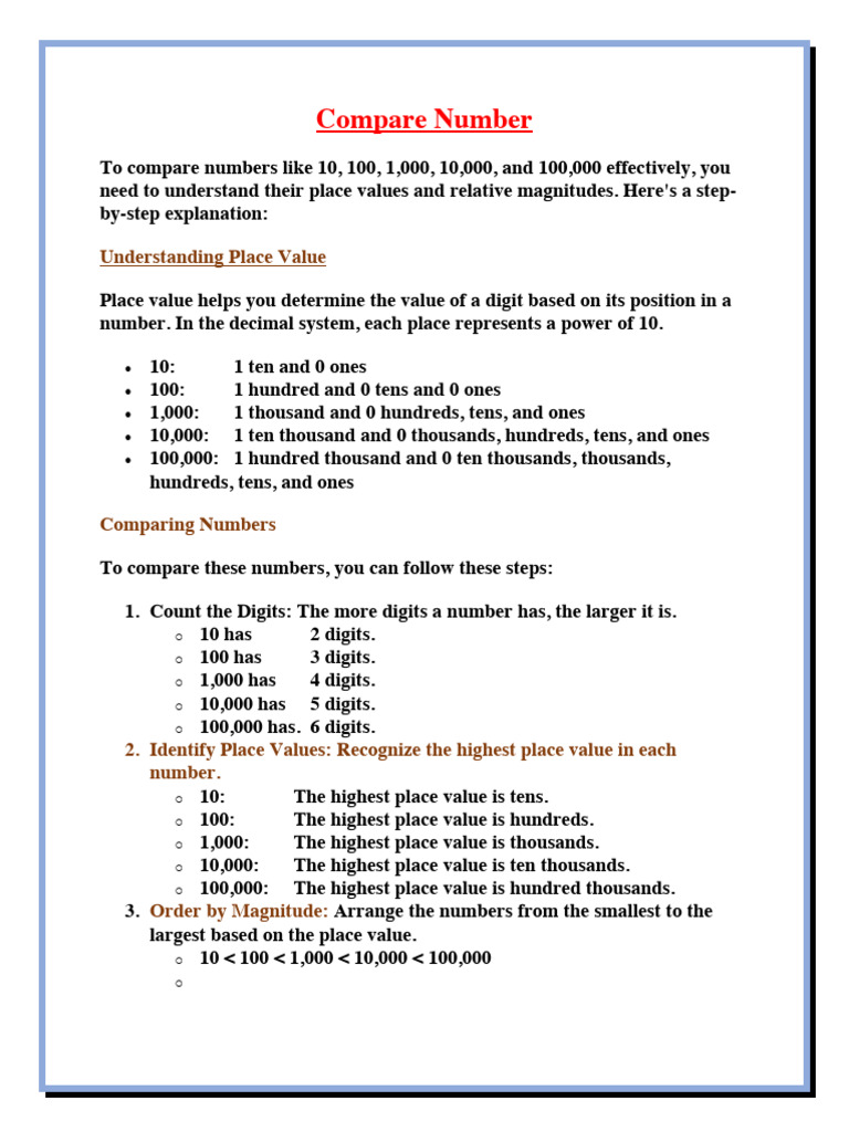 Compare Number | PDF | Encodings | Elementary Mathematics