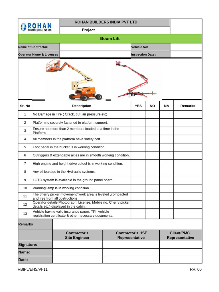 EHS-VI-11-Boom Lift | PDF