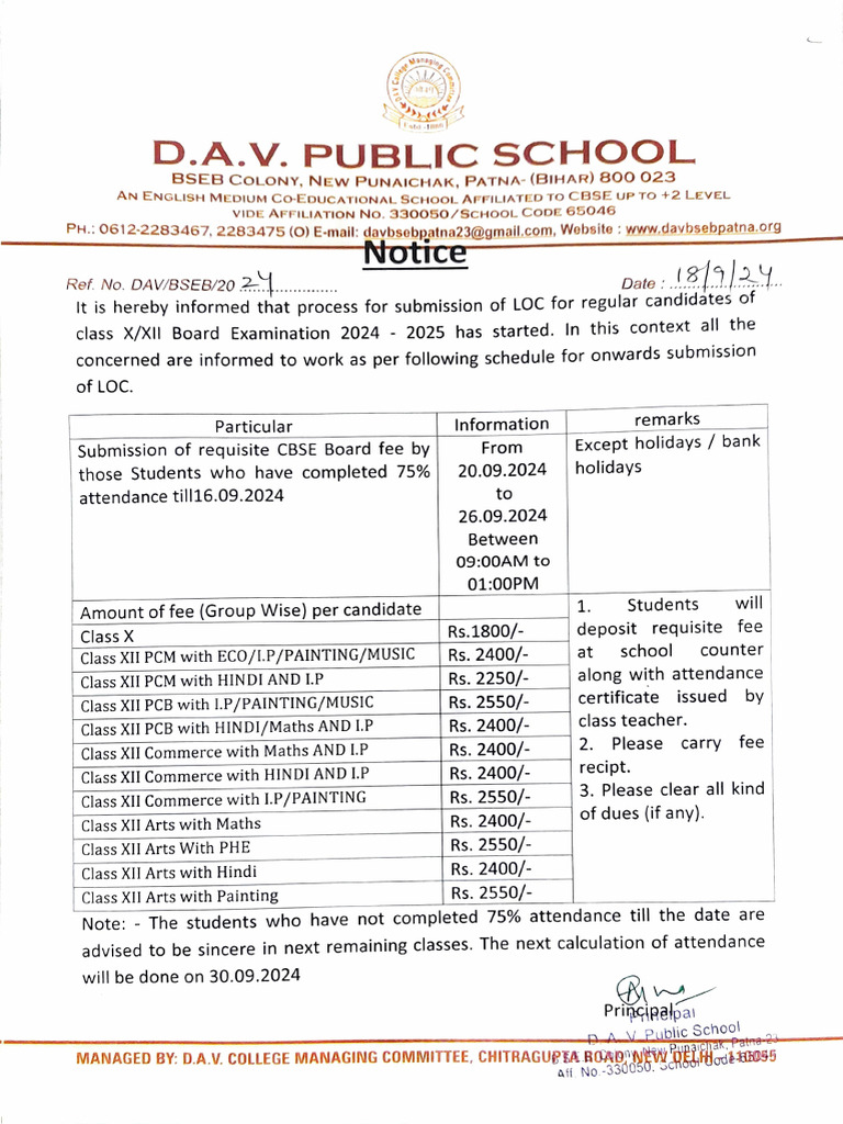 Notice for Board Fee Class X and XII. | PDF | Student Assessment And ...