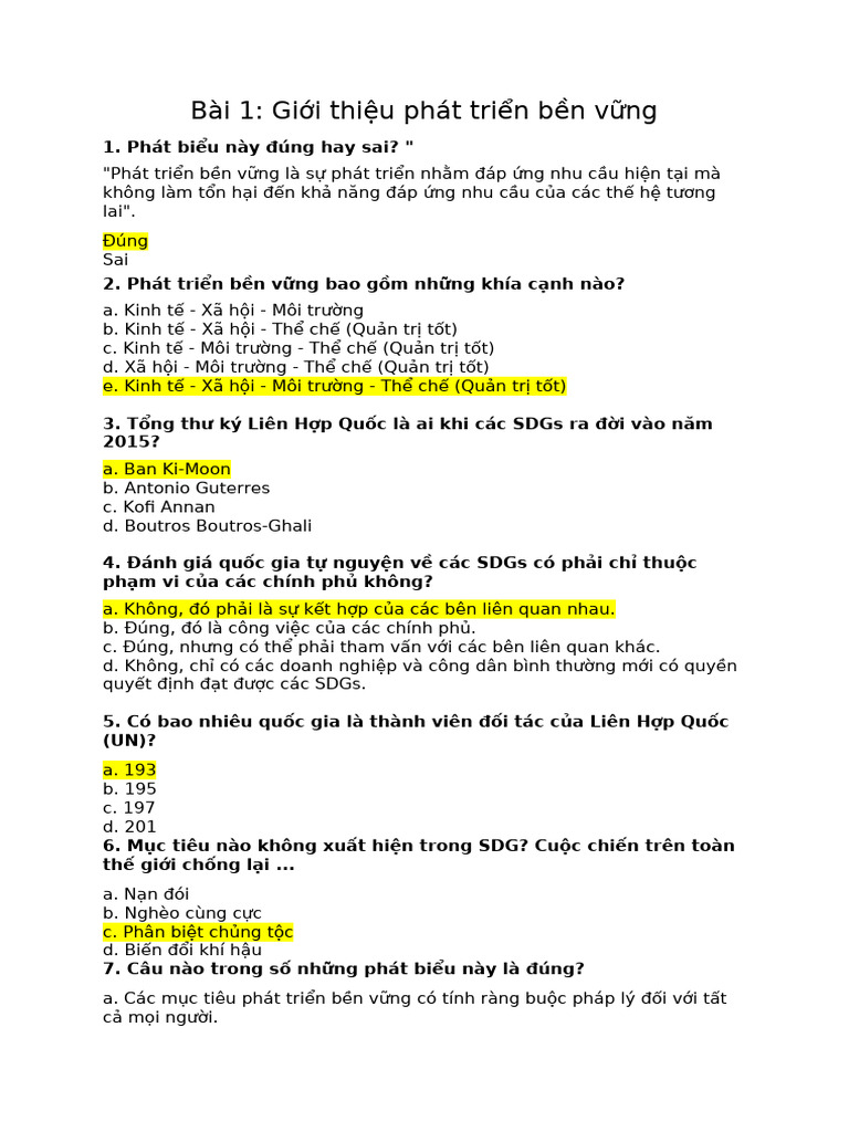 Đáp Án Thi PTBV | PDF