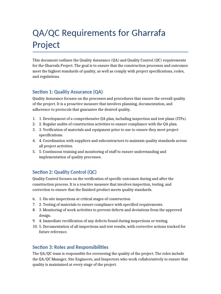 QAQC_Requirements_Gharrafa_Project | PDF