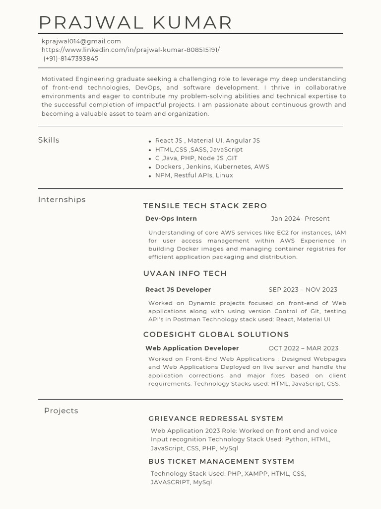 Prajwalkumar_Resume2024 | PDF | Java Script | Software Engineering