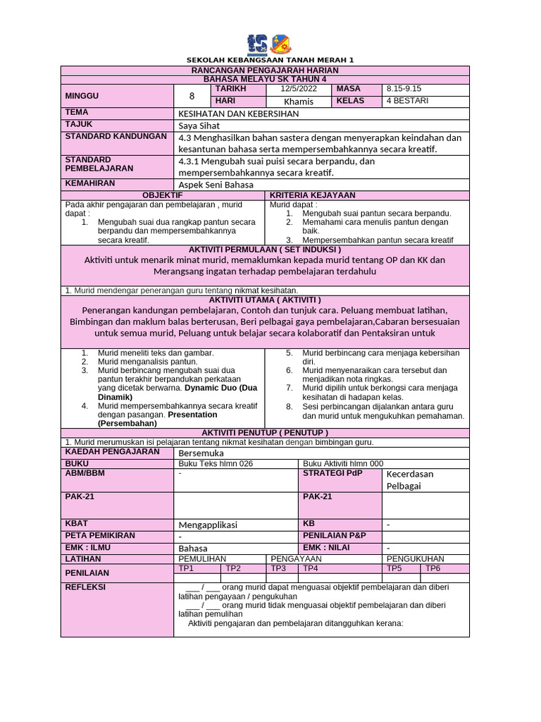 RPH Minggu 6 | PDF | Karier & Perkembangan
