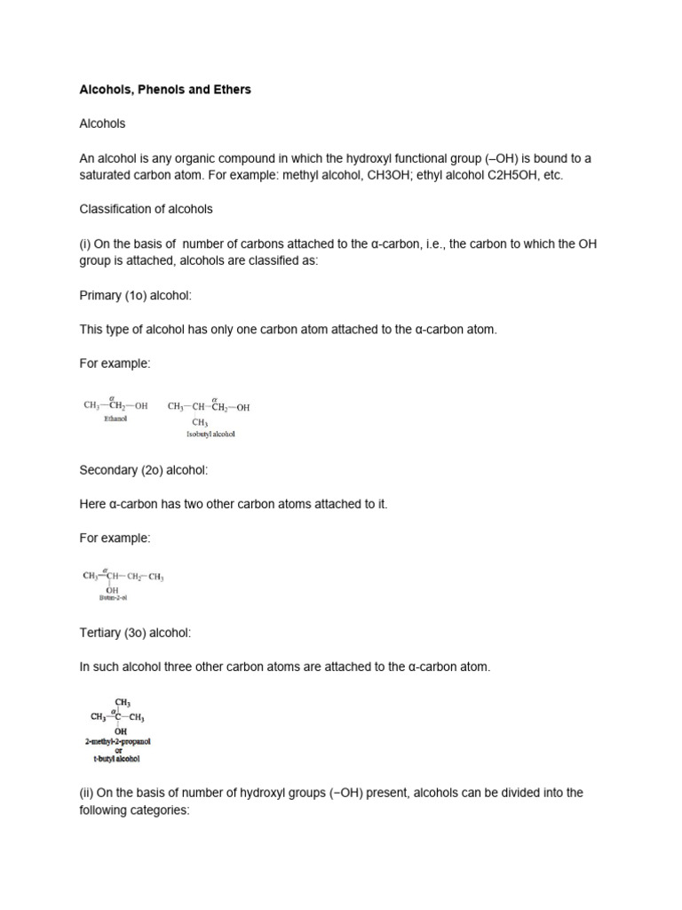 Alcohols, Phenols and Ethers | PDF | Alkene | Aldehyde