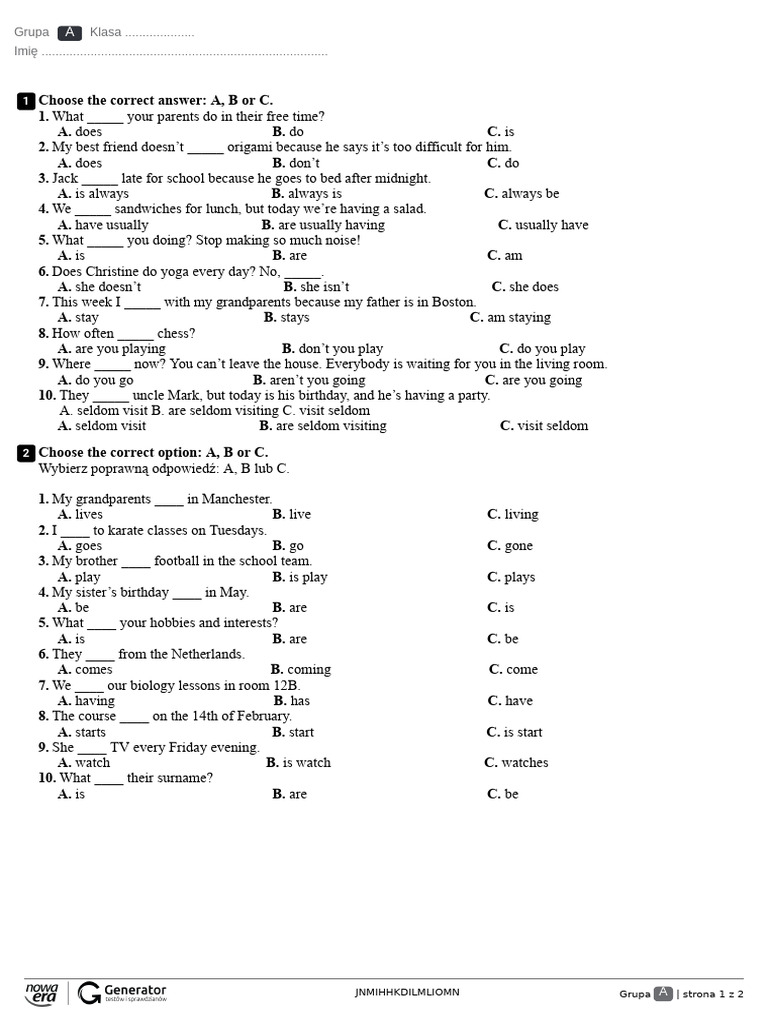 Unit 1 Present Simple Present Continuous | PDF