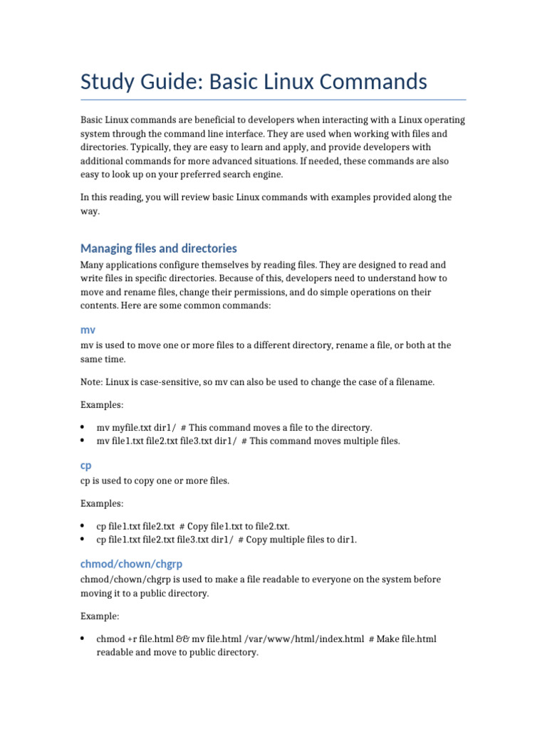 Basic_Linux_Commands_Study_Guide | PDF | Computer File | Comma Separated Values
