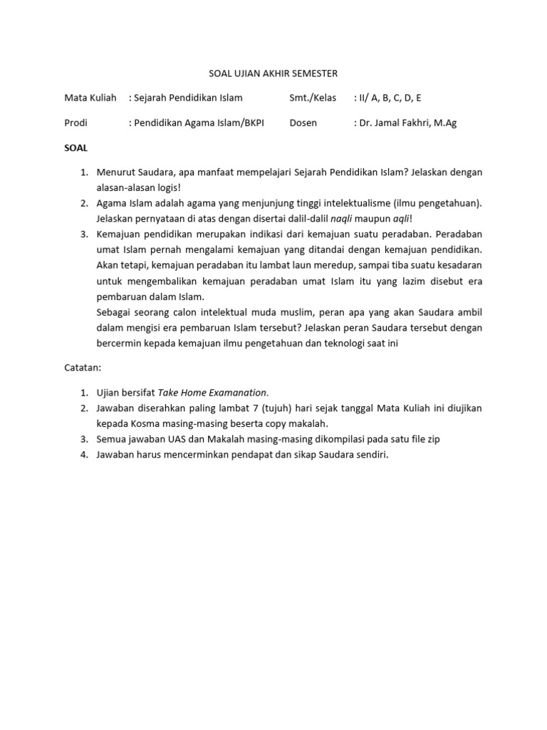 Soal Uas Spi FTK - 2024 | PDF | Agama & Spiritualitas