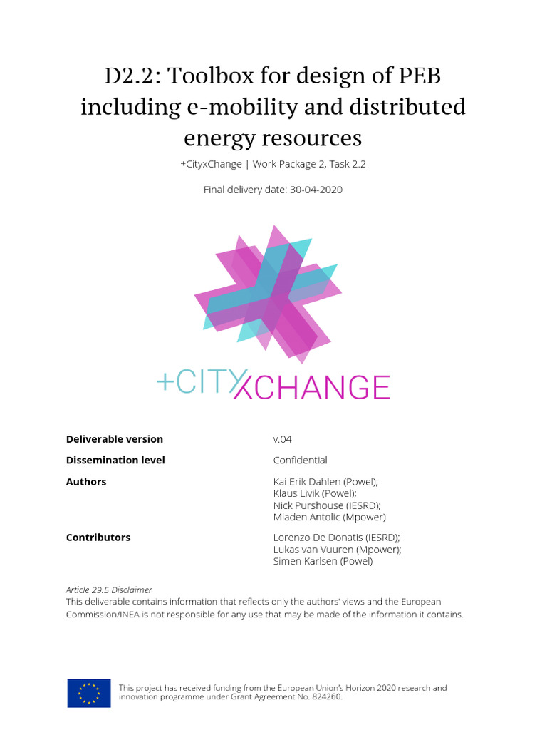 D2.2 Toolbox For Design of PEB Including e Mobility and Distributed Energy Resources | PDF ...
