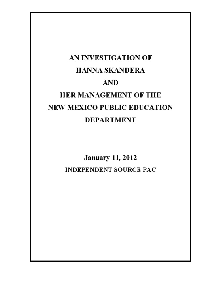PAC Report On Hanna Skandera | PDF | School Voucher | Jeb Bush