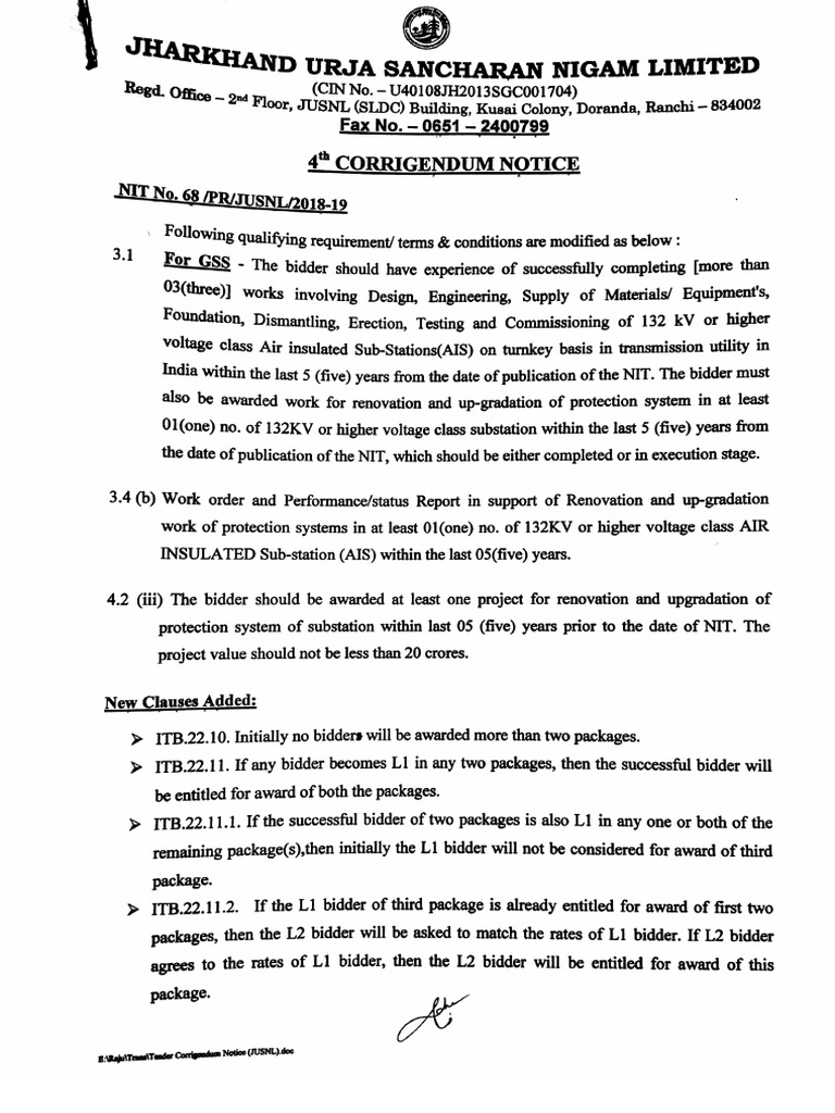 4th Corrigendum 68 PR JUSNL | PDF