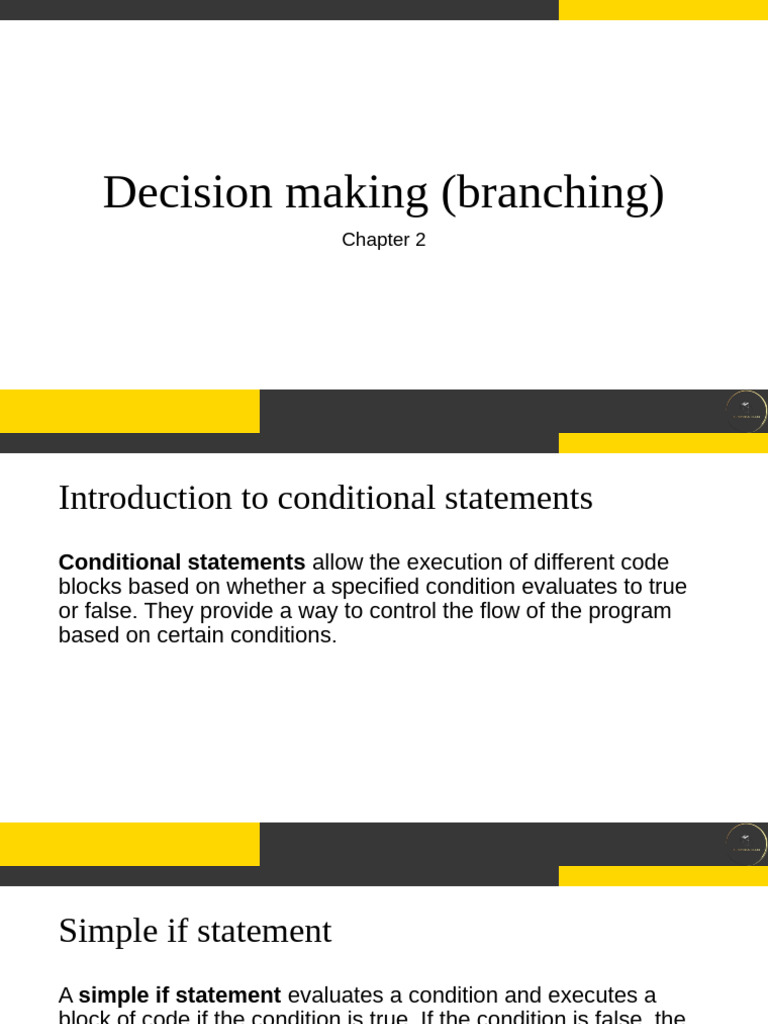 Ch2 - Decision Making (Branching) | PDF