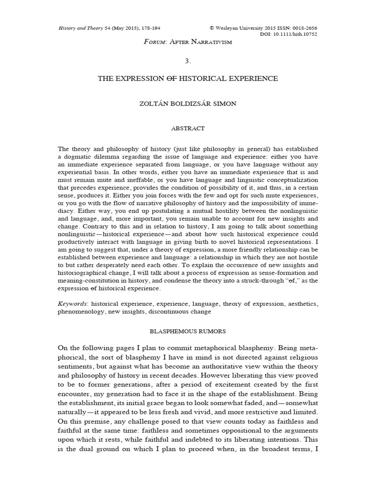 The Expression of Historical Experience | PDF | Experience | Richard Rorty