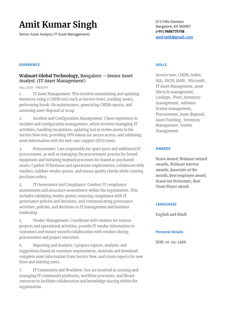 Amit Singh-Resume | PDF | Computing | Business