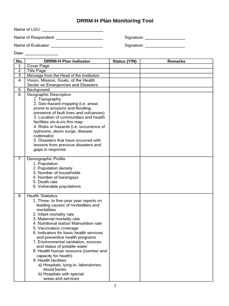 DRRM-H Plan Monitoring Tool Guide | PDF | Emergency Management ...