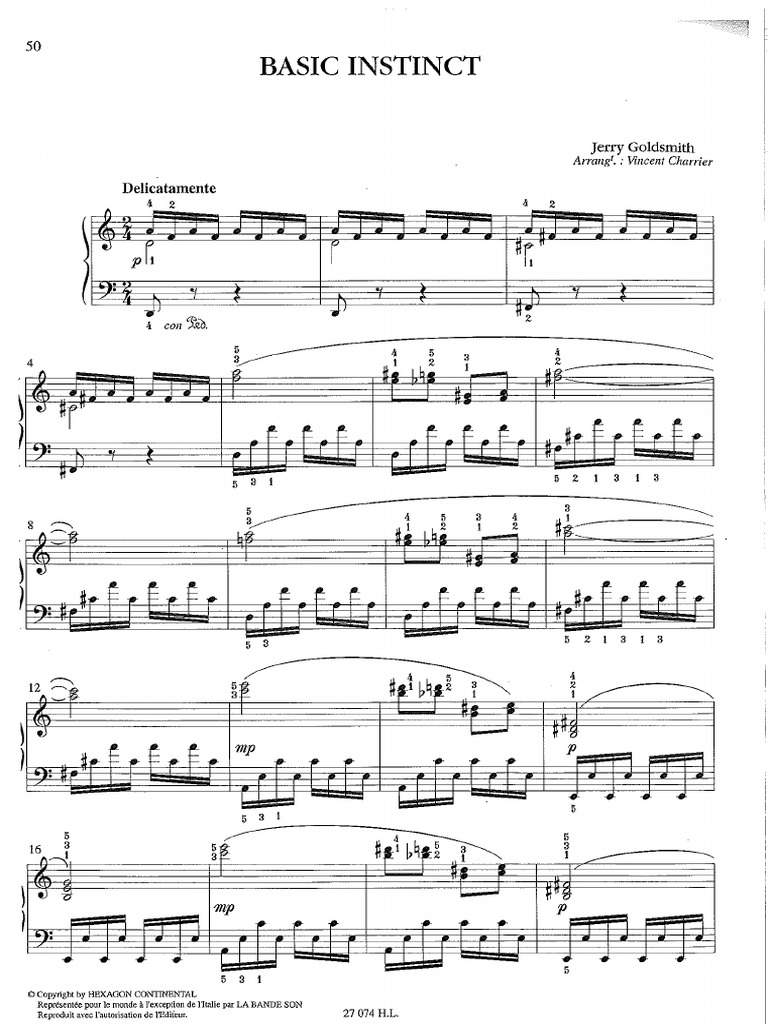Partition piano - basic instinct | PDF