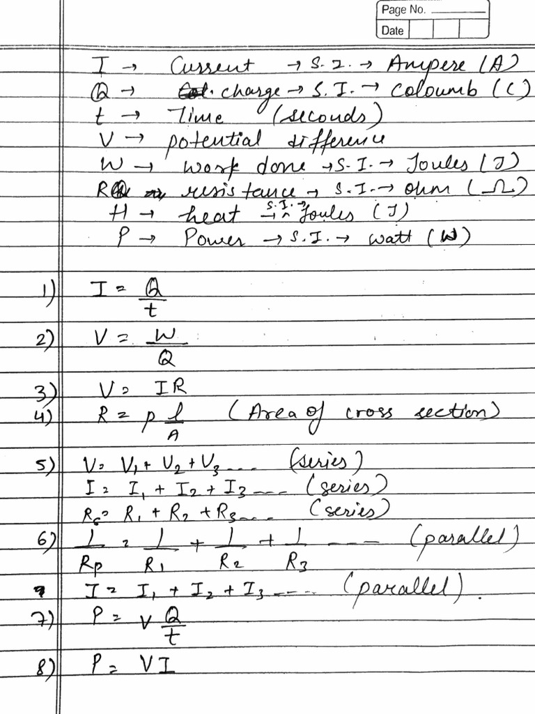 Electricity Formulas | PDF