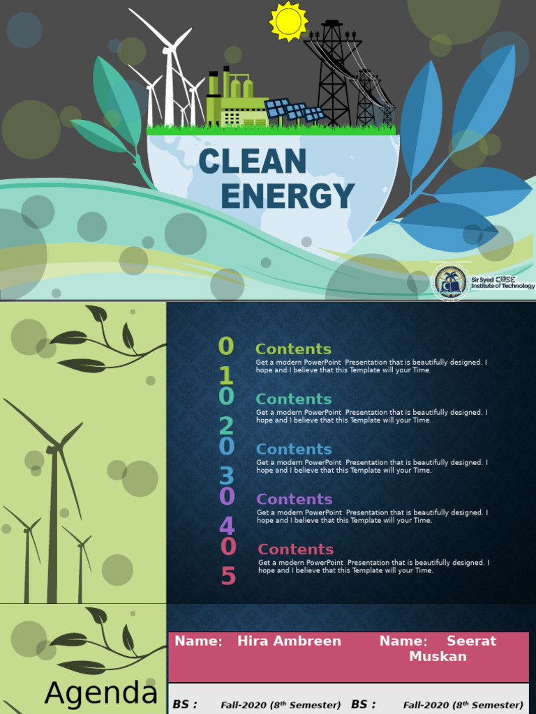 Clean Energy PowerPoint Templates | PDF | Renewable Energy | Energy ...