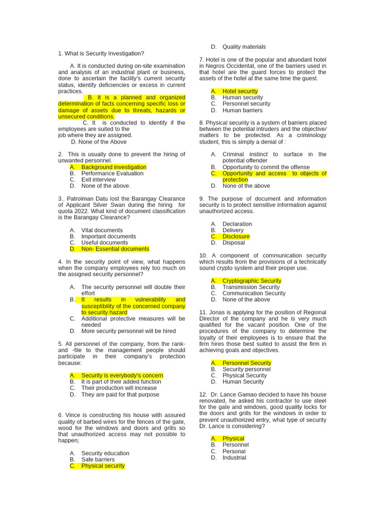 178 Compre Set A Part 2 Q A | PDF | Securities | Physical Security