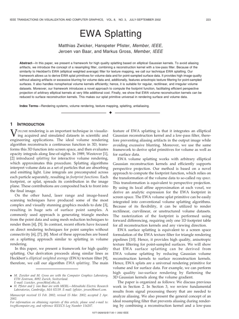 EWASplatting-TVCG02 (1) | PDF | Sampling (Signal Processing) | Rendering (Computer Graphics)