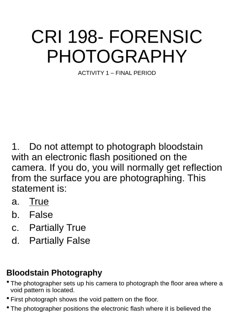 Forensic Photography Techniques Overview | PDF | Macro Photography | Camera