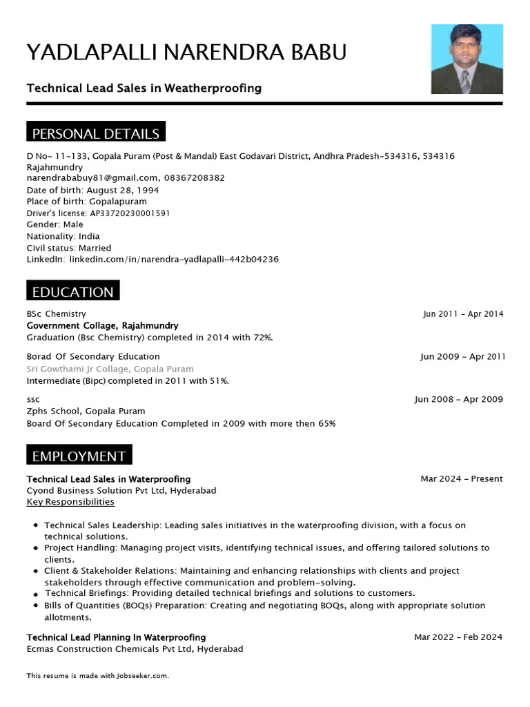 Technical Lead Resume: Waterproofing Expert | PDF | Specification ...