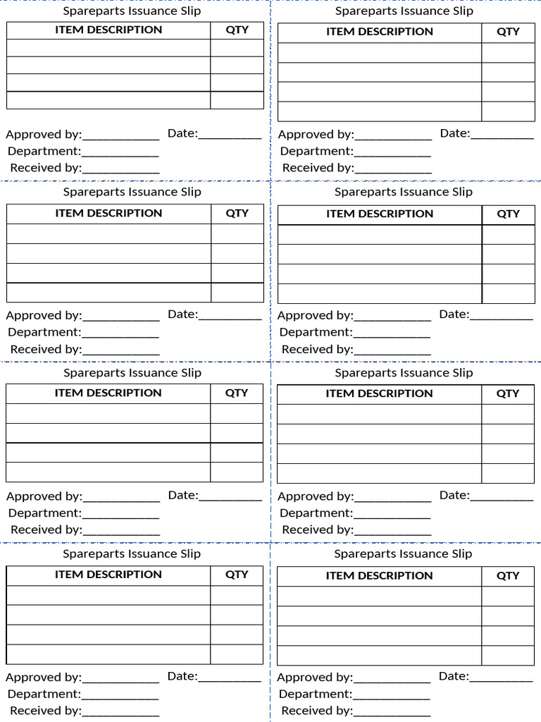 Spareparts Issuance Slip | PDF | Business | Finance & Money Management