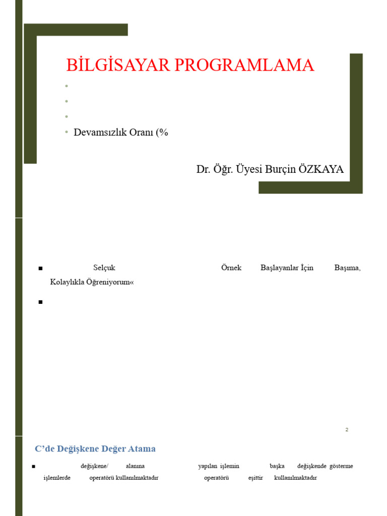 Hafta - Bilgisayar Programlama | PDF