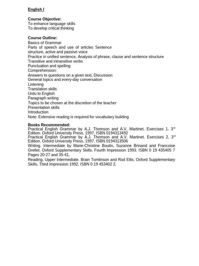 English Course Outlines | PDF | English Language | Essays