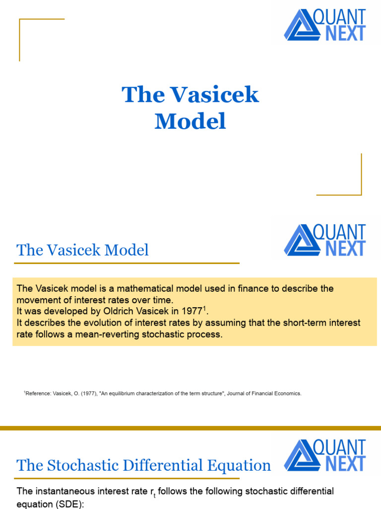 The-Vasicek-Modelrdase | PDF | Stochastic Differential Equation | Mathematical And Quantitative ...