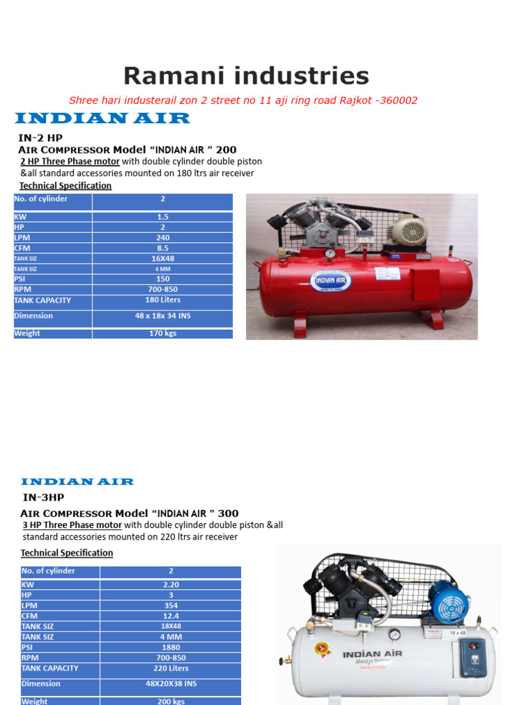 Indian Air Compressor Broucher | PDF