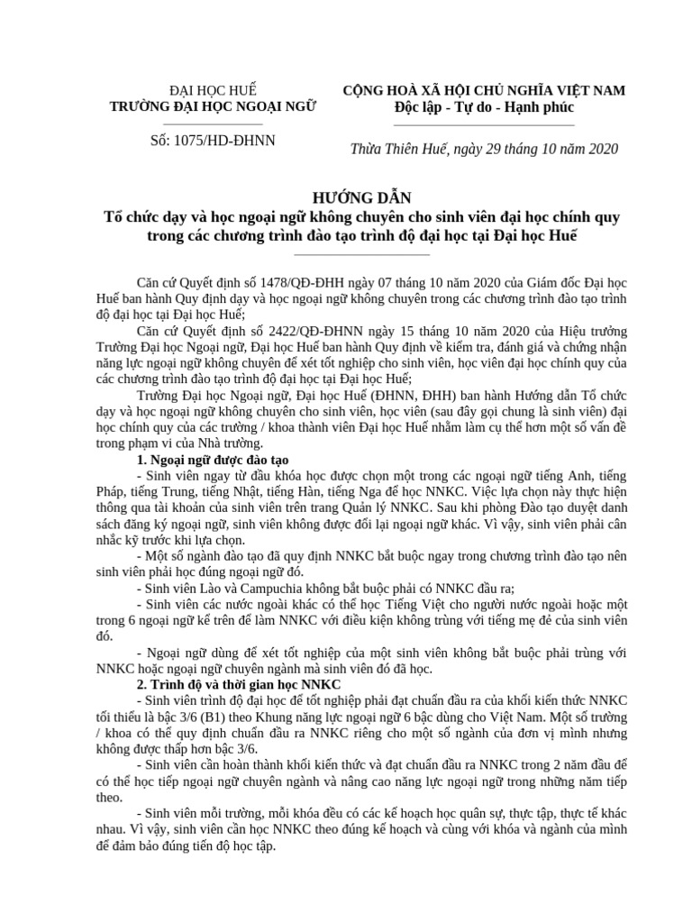 3-Huong Dan 1075 Kem Theo Quy Dinh 1478 - 10-2020 DHH | PDF