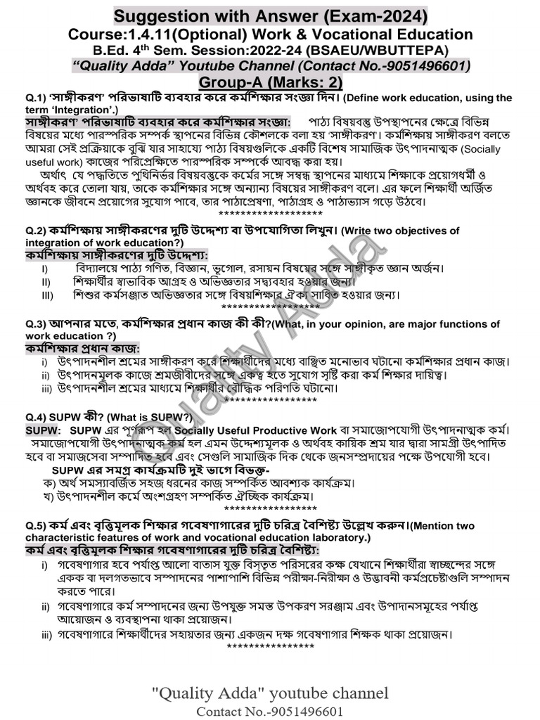 1.4.11 Work & Voca Edu Suggestion & Answer E-24 QA1411W | PDF | Cooking ...