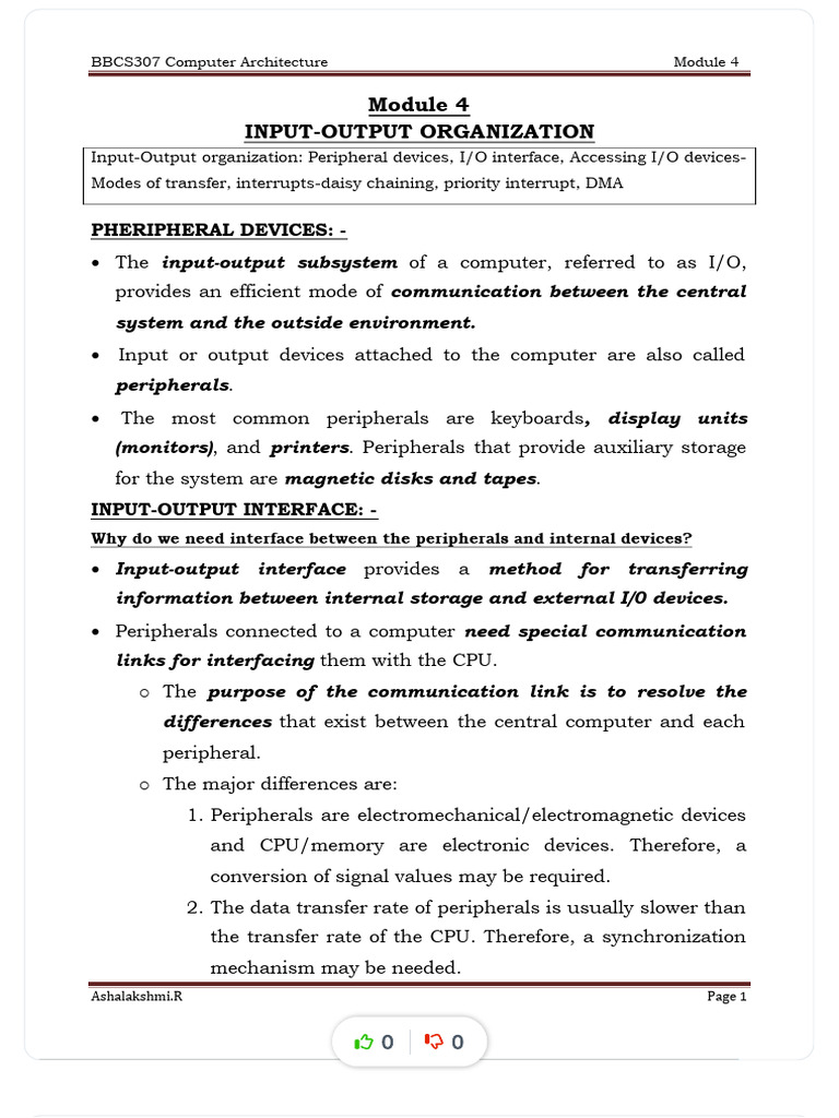 Unit 3 Computer Organization | PDF | Input/Output | Computer Data Storage