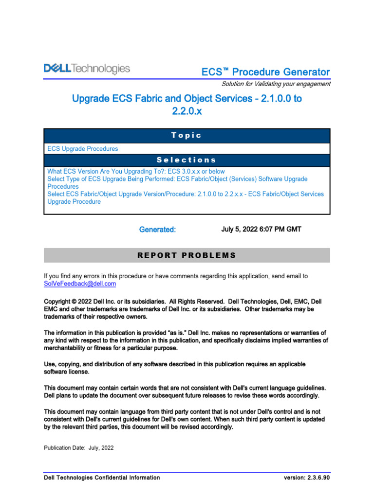 ECS - ECS Upgrade Procedures-Upgrade ECS Fabric and Object Services - 2 ...