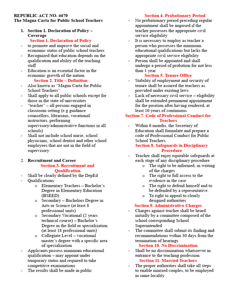 RA-4670 Reviewer PDF | PDF | Cost Of Living | Teachers