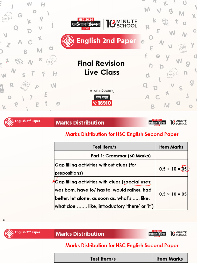 10MS FRL - English 2nd Paper | PDF | Sentence (Linguistics) | English ...