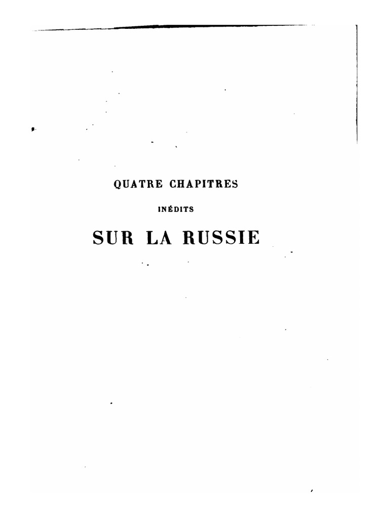 Joseph de Maistre - Quatre Chapitres Inédits Sur La Russie (1859) | PDF