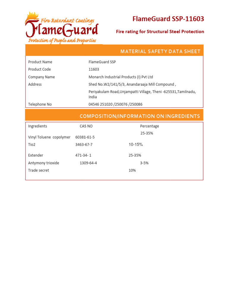 FlameGuard-SSP MSDS | PDF | Firefighting | Water