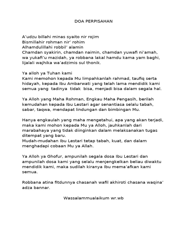 Doa Perpisahan | PDF | Pengembangan Diri