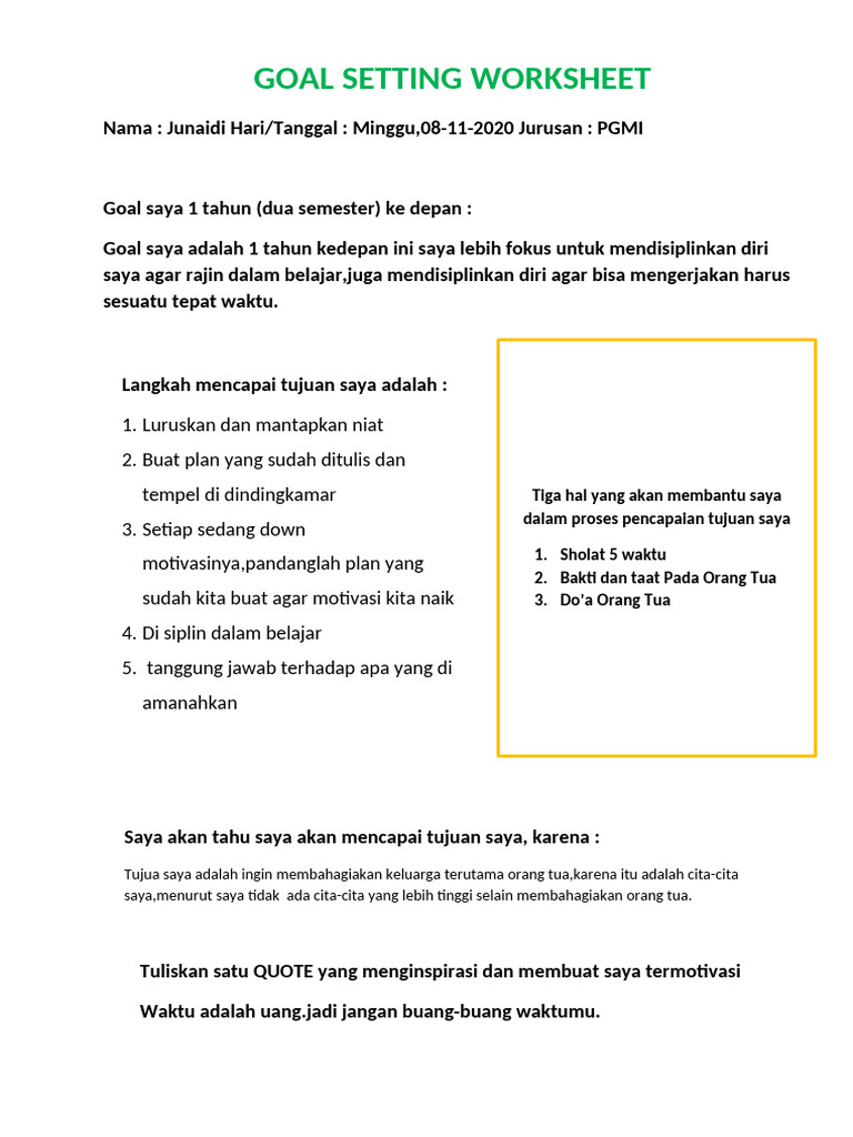 Junaidi Goal Setting | PDF