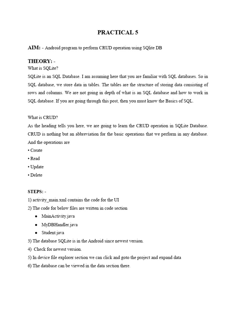 Android Pract 5-9 | PDF | Computer File | Android (Operating System)