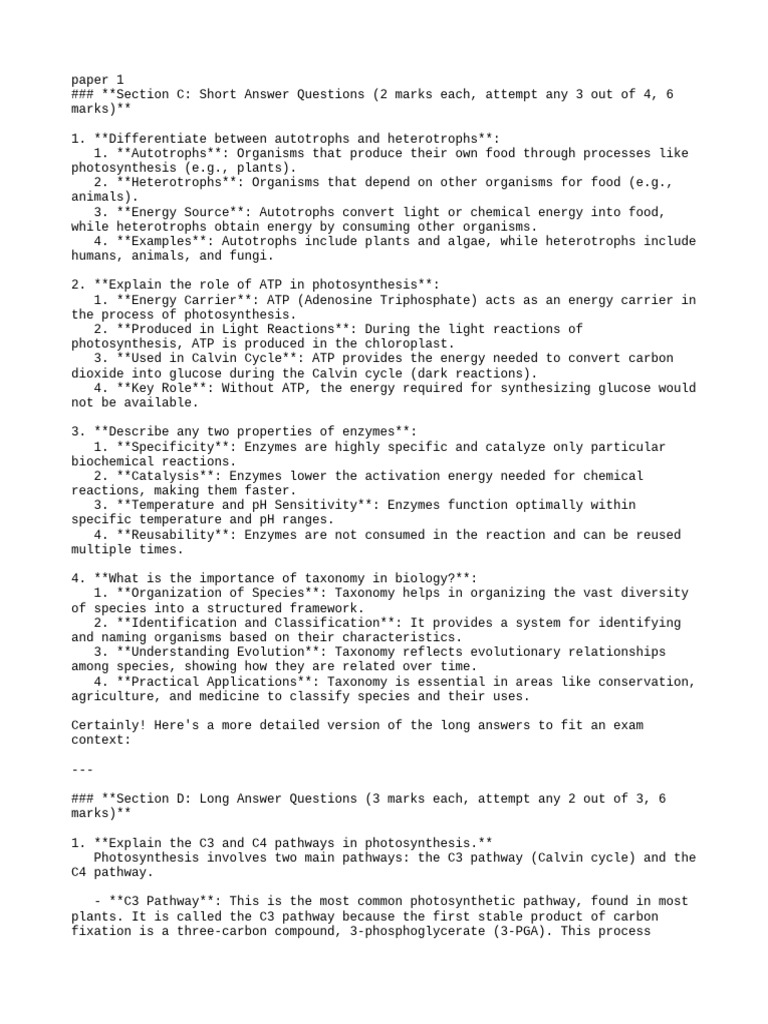 biology paper 1 | PDF | Proteins | Photosynthesis